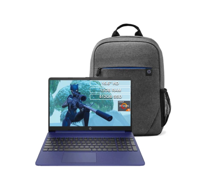 Portatil Portatil HP Ryzen 5-5500U RAM 12GB SSD 512GB 15.6 HD AZUL - AP Computadores